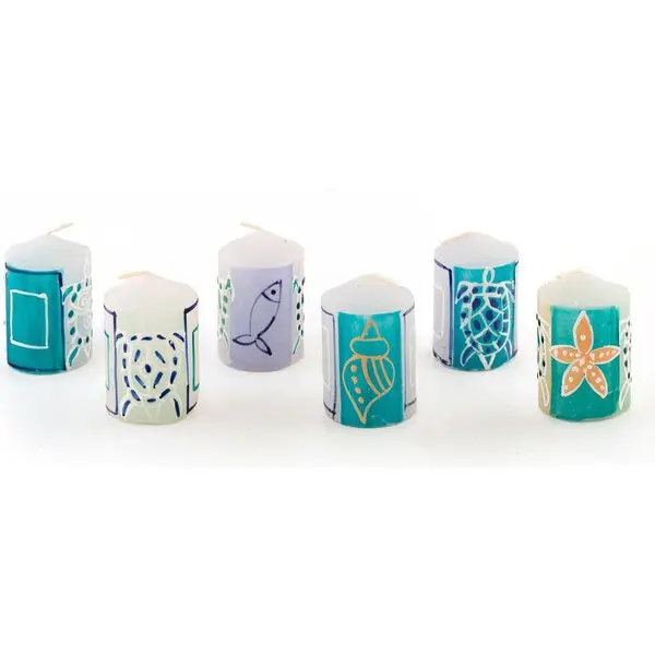 THUMBPRINT ARTIFACTS Arniston Beach Painted Candlesset Of 6